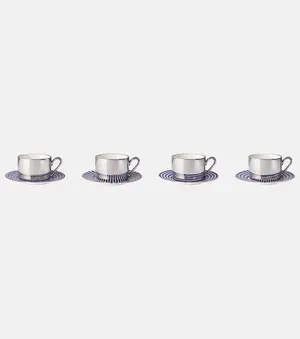 POLSPOTTEN Aunty Set Of 4 Espresso Cups And Saucers - Silver