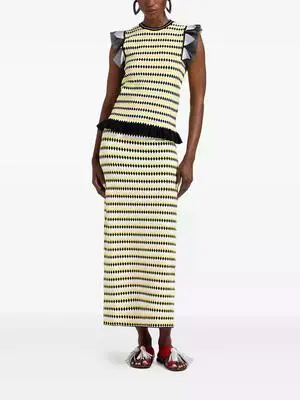 La DoubleJ Striped Midi Skirt