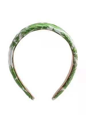 La DoubleJ Leaf-print Padded Headband - Green