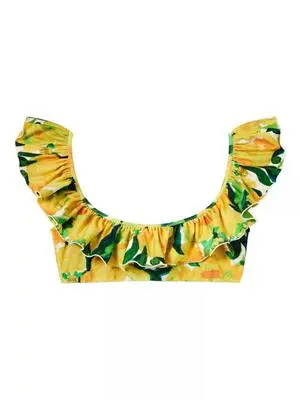 La DoubleJ Floral Ruffled Bikini Top - Yellow