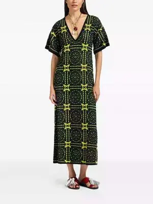 La DoubleJ Geometric-embroidered Midi Dress