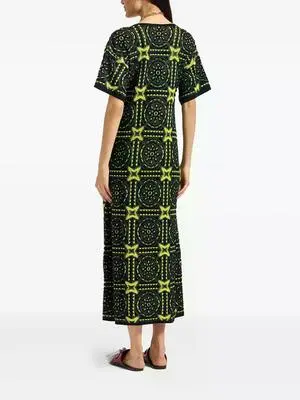 La DoubleJ Geometric-embroidered Midi Dress