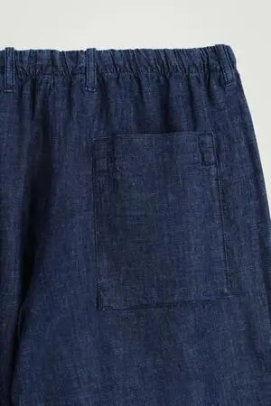 Cos Drawstring Denim Shorts With Linen Blend
