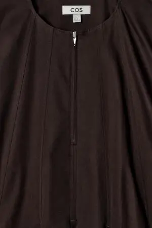 Cos Pleated Zip Up Cotton Mini Dress