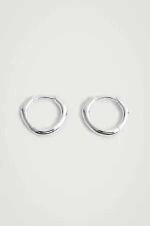 Cos Sterling Silver Huggie Hoop Earrings - Silver-colored