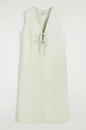 Cos Linen-blend Tie-front Midi Dress