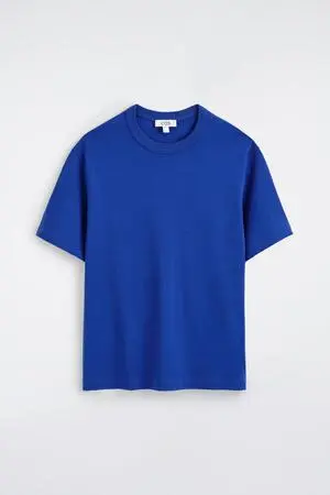 Cos Interlock Cotton Crew-neck T-shirt - Bright Blue