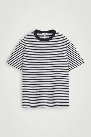 Cos Interlock Cotton Crew-neck T-shirt Navy