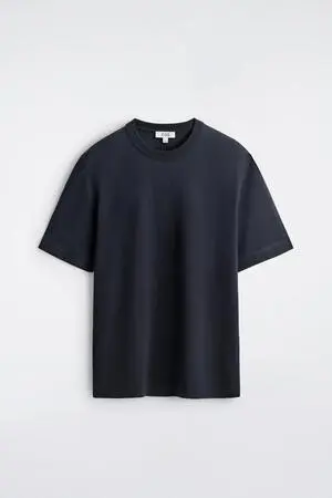 Cos Interlock Cotton Crew-neck T-shirt - Navy