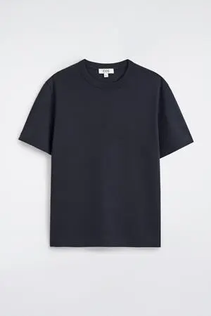 Cos Interlock Cotton Crew-neck T-shirt - Navy