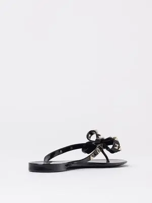 Valentino Garavani Heeled Thong Sandals With Embellishments - Black