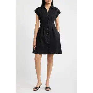 Julia Jordan Short Sleeve Shirt Dress - Black