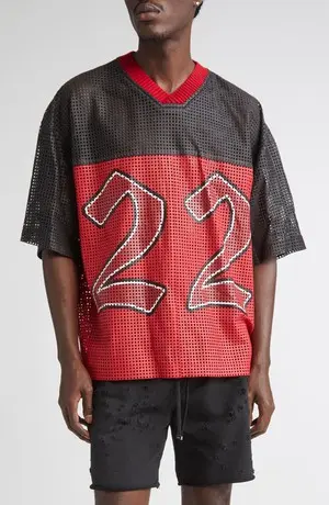 Amiri Oversized Colorblock Perforated Leather Jersey