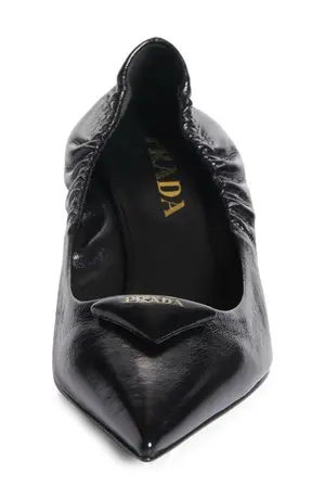 Prada Ruched Kitten Heel Pumps - Nero