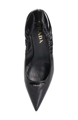 Prada Ruched Kitten Heel Pumps - Nero