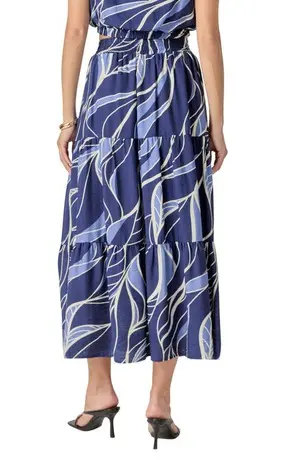 English Factory Printed Tiered Maxi Skirt