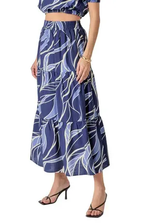 English Factory Printed Tiered Maxi Skirt