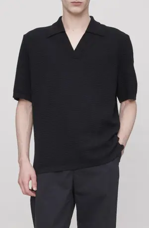 A.p.c. Livio Johnny Collar Polo - Lzz Black