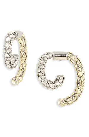 Demarson Mini Luna Pavé Earrings - Silver