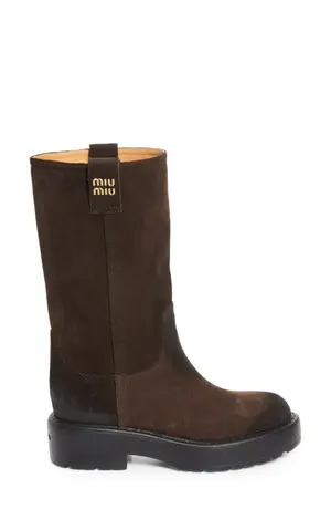Miu Miu Suede Work Boots - Moro