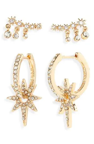 Baublebar Portia Set Of Ear Crawlers And Hoop Earrings - Clear/gold