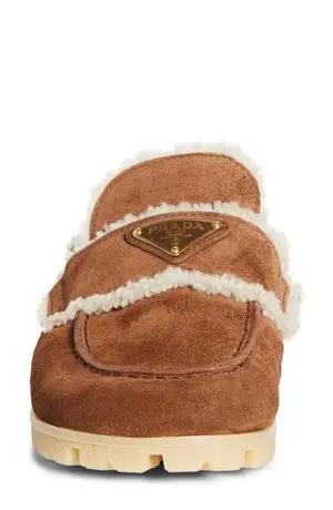 Prada Genuine Shearling Mule - Cacao