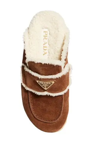 Prada Genuine Shearling Mule - Cacao