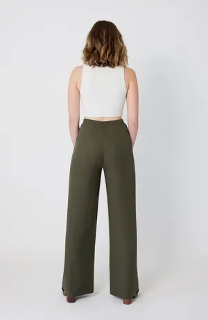 AAM THE LABEL Tall Wide Leg Pant For Full Hips - Olive