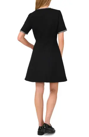 CECE DUPRAZ Button Front Tweed A-line Dress
