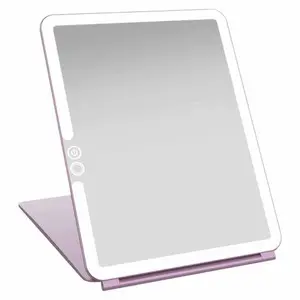 LUNA LONDON Eclipse Travel Mirror | Led Lighted Rechargeable Vanity Makeup Mirror - Lavender