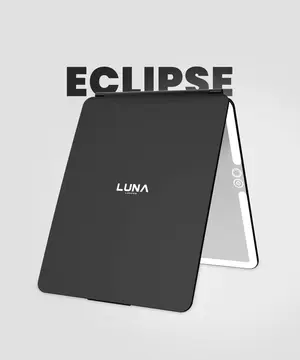 LUNA LONDON Eclipse Travel Mirror | Led Lighted Rechargeable Vanity Makeup Mirror - Matte Black