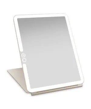 LUNA LONDON Eclipse Travel Mirror | Led Lighted Rechargeable Vanity Makeup Mirror - Soft Stone