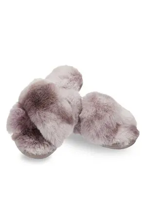 MEMOI Josephine Faux Fur Scuff Slipper - Lavender
