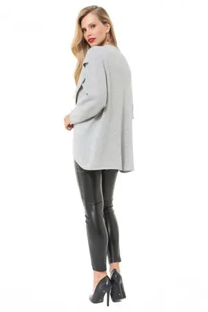 ACCOUCHEE Crossover Long Sleeve Maternity/nursing Knit Top - Grey