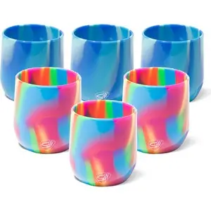SILIPINT Silicone 12oz Stemless Wine Glasses 6 Pack - Multicolored