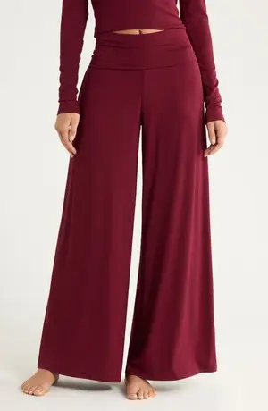 Lunya Rib Foldover Waist Pajama Pants - Calliope Wine