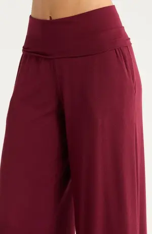 Lunya Rib Foldover Waist Pajama Pants - Calliope Wine