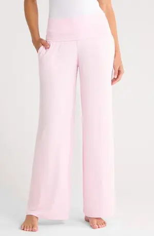 Lunya Rib Foldover Waist Pajama Pants - Melody Pink