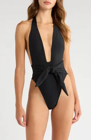 MONTCE Tropez Halter One-piece Swimsuit - Sable