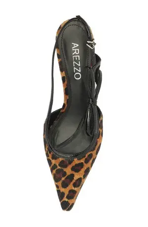 AREZZO Tessa Pointed Toe Slingback Pumps - Leopard