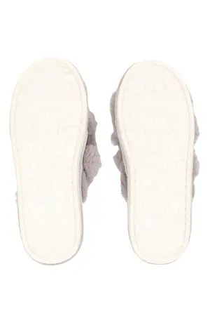 MEMOI Double Cross Plush Slippers - Gray