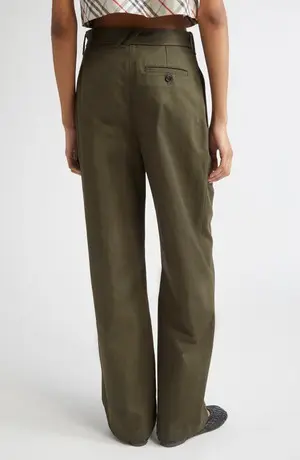 Burberry Cotton Gabardine Belted Pants