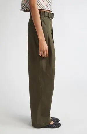 Burberry Cotton Gabardine Belted Pants