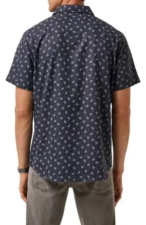 Travis Mathew Grey Wind Short Sleeve Button-up Shirt
