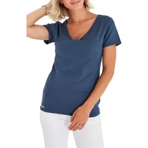 ACCOUCHEE Maternity/nursing Top - Navy Blue