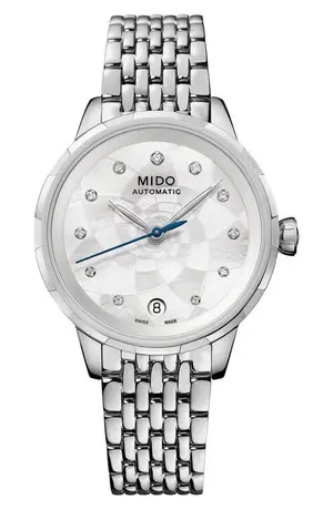 MIDO Rainflower Diamond Automatic Bracelet Watch - White Mother Of Pearl