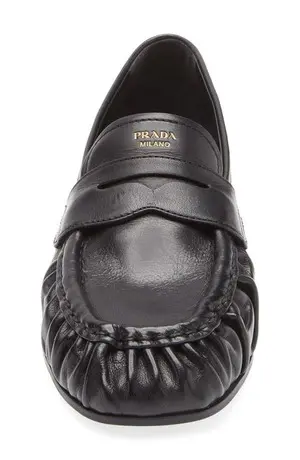 Prada Ruched Toe Penny Loafer - Nero