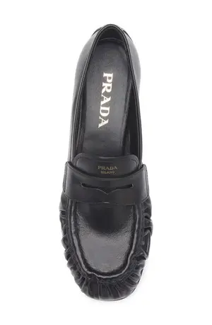 Prada Ruched Toe Penny Loafer - Nero