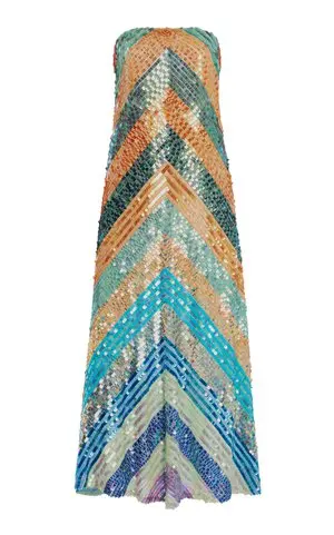 Christopher John Rogers Strapless Sequined Midi Dress - Multi