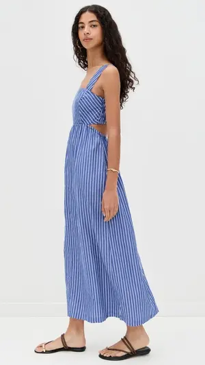 Stateside Poplin Stripe Open Back Midi Dress